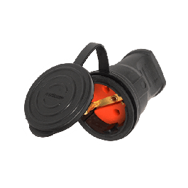 ELMARK rubber schuko socket 16А 2Р+Е black | Homefinishing